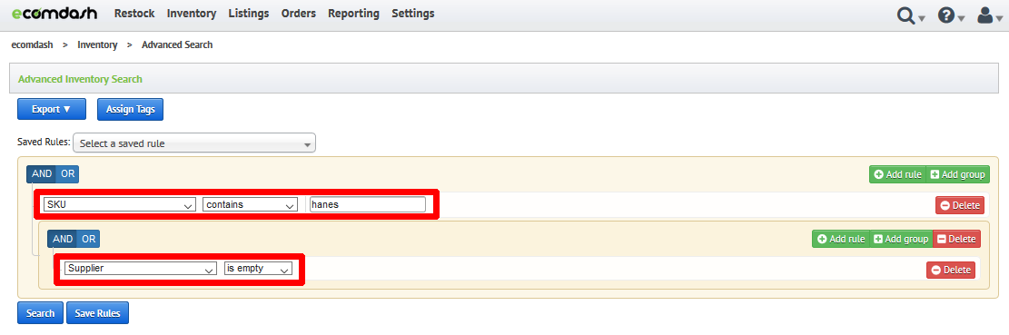 How to Use Advanced Inventory Search – ecomdash support