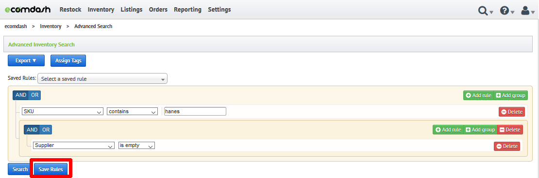 How to Use Advanced Inventory Search – ecomdash support